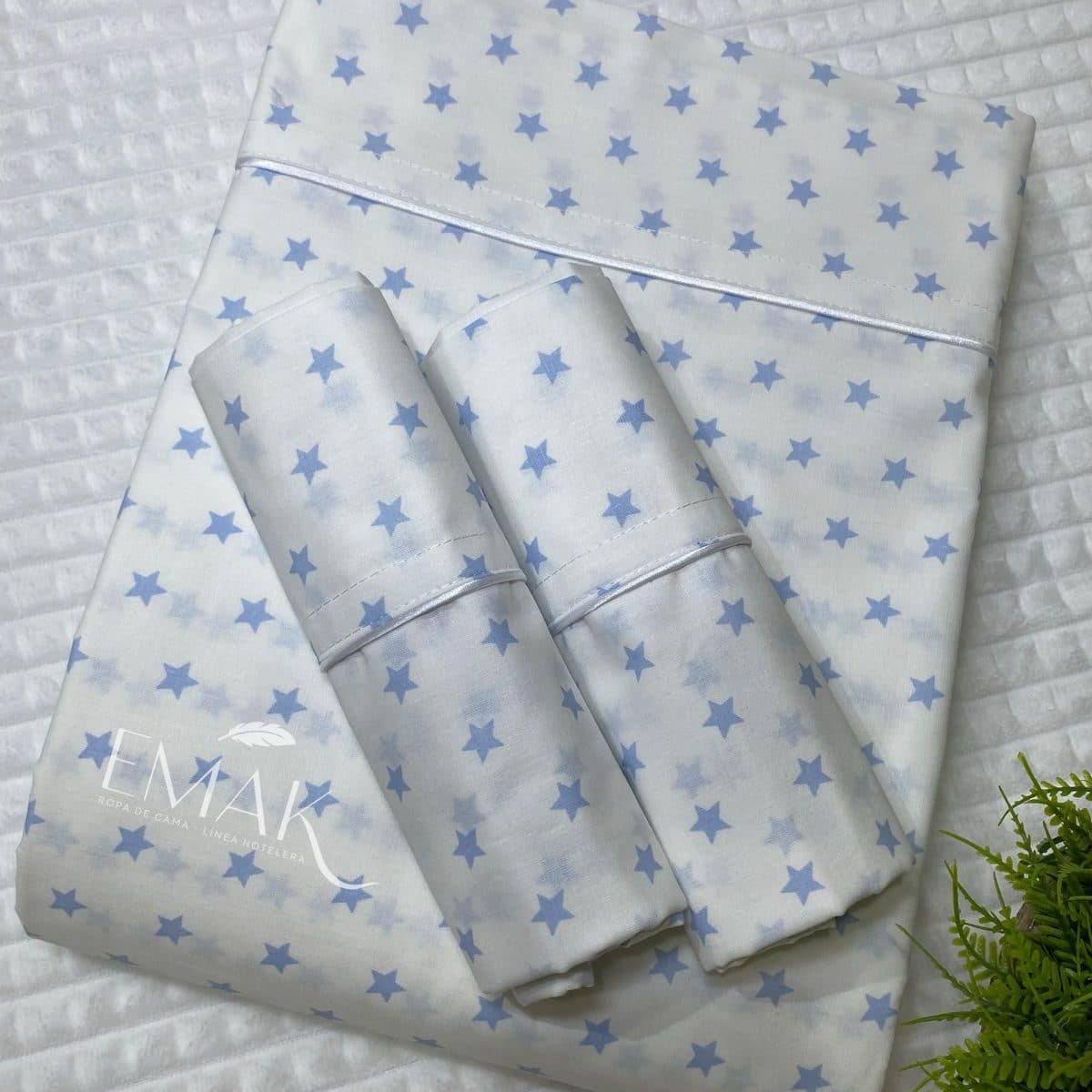Sabana diseño estrella celeste – 200 hilos - Edredones Peru